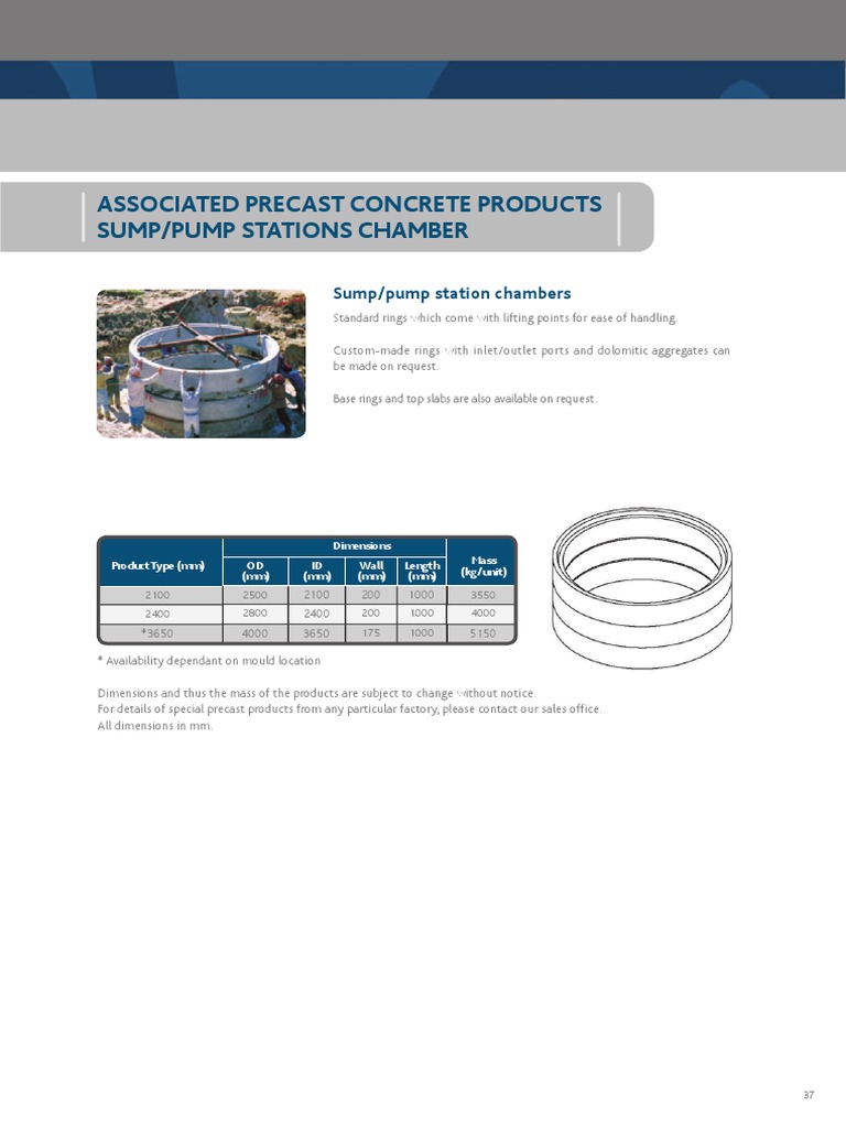 Associated Precast Concrete Products Sump/Pump Stations Chamber | PDF
