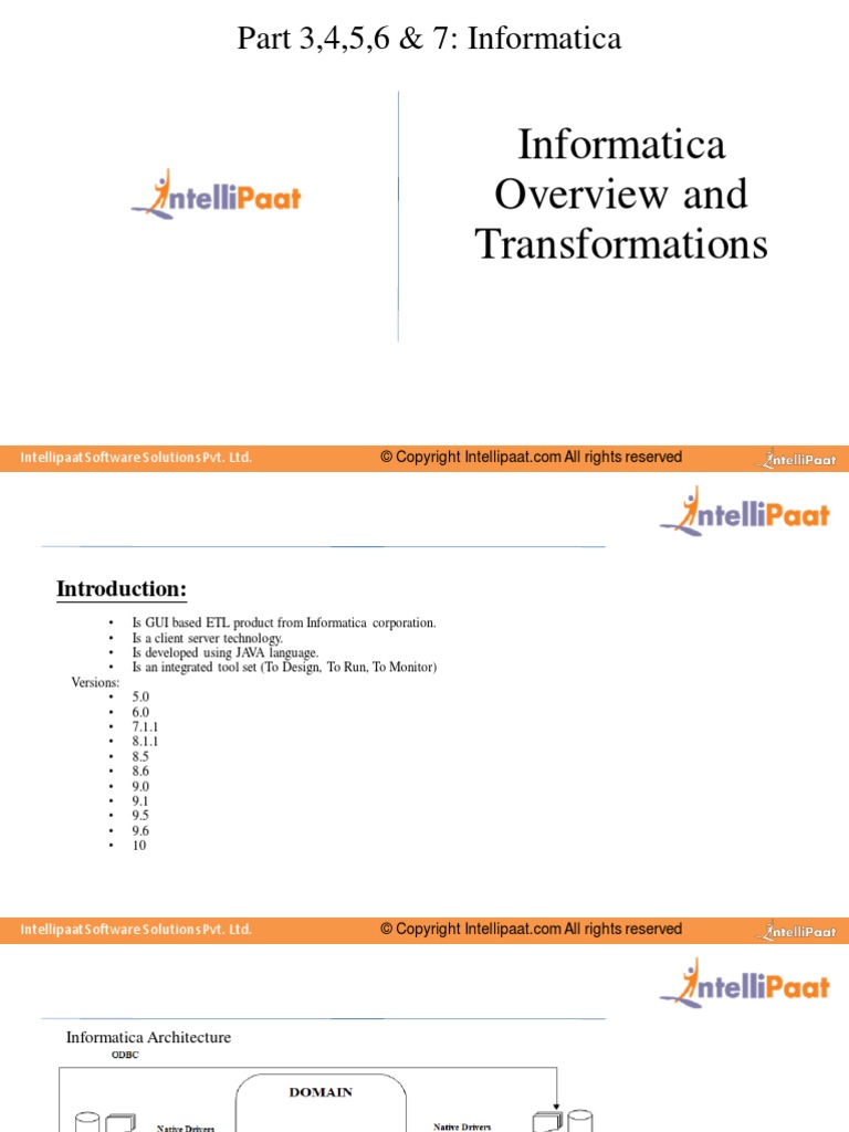 Part 3,4,5,6 & 7: Informatica: Informatica Overview and Transformations | PDF | Database ...
