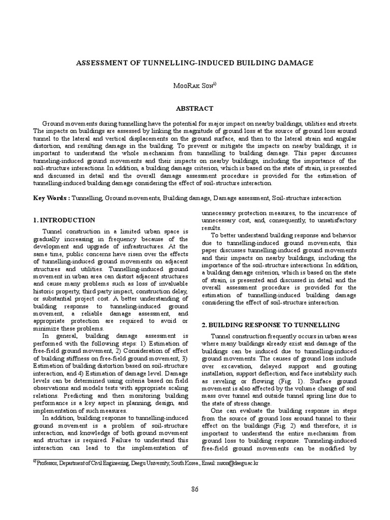 Assessment of Tunnelling-Induced Building Damage | PDF | Deformation (Engineering) | Beam ...