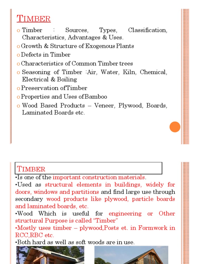 Timber: Properties, Types, Uses and Structural Applications | PDF ...