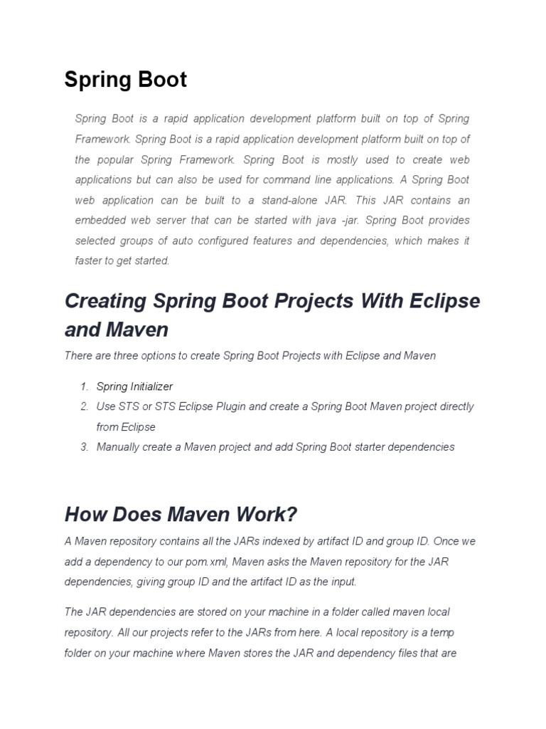Spring Boot: Creating Spring Boot Projects With Eclipse and Maven | PDF ...