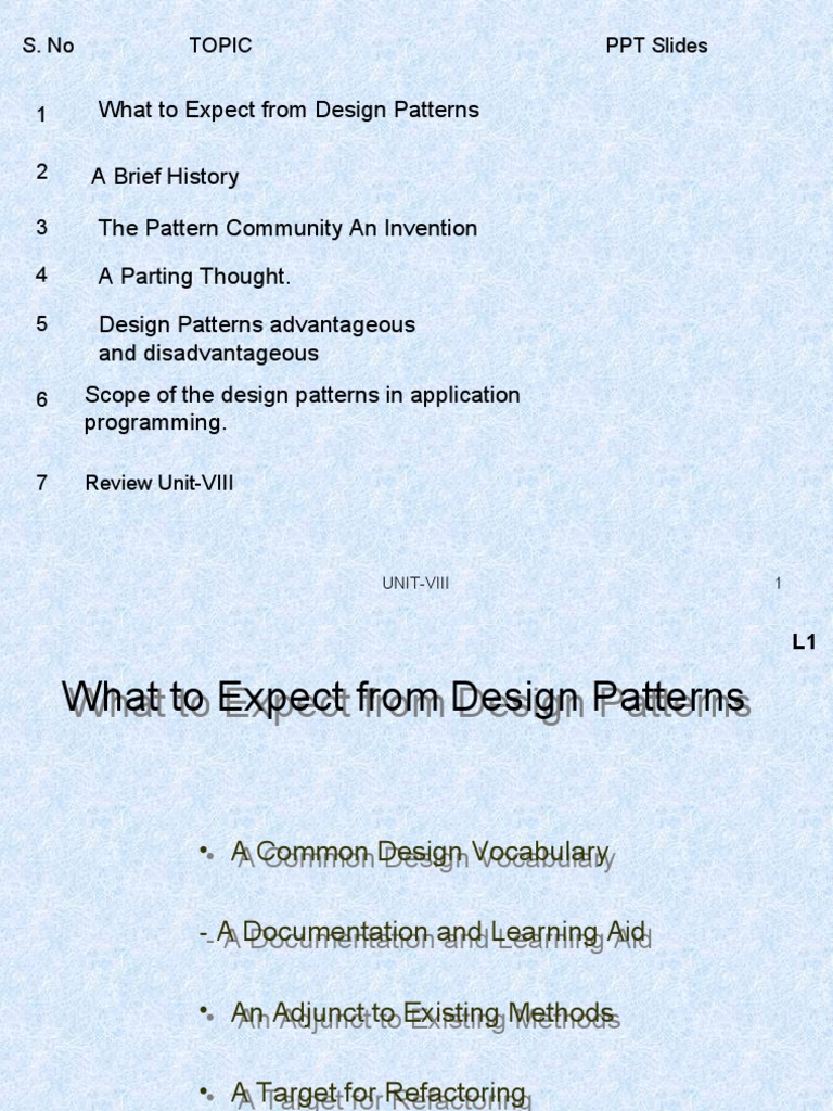S. No Topic PPT Slides: Unit-Viii 1 | PDF | Software Design Pattern ...
