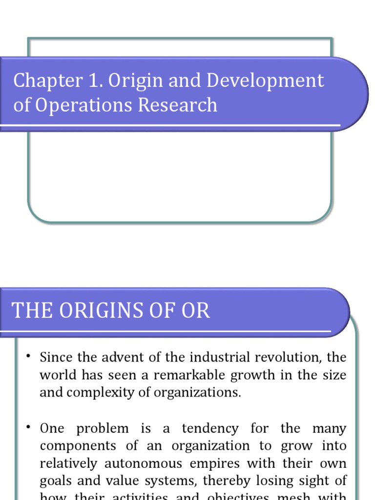 Chapter 1 Origin and Development of OR | PDF | Operations Research ...