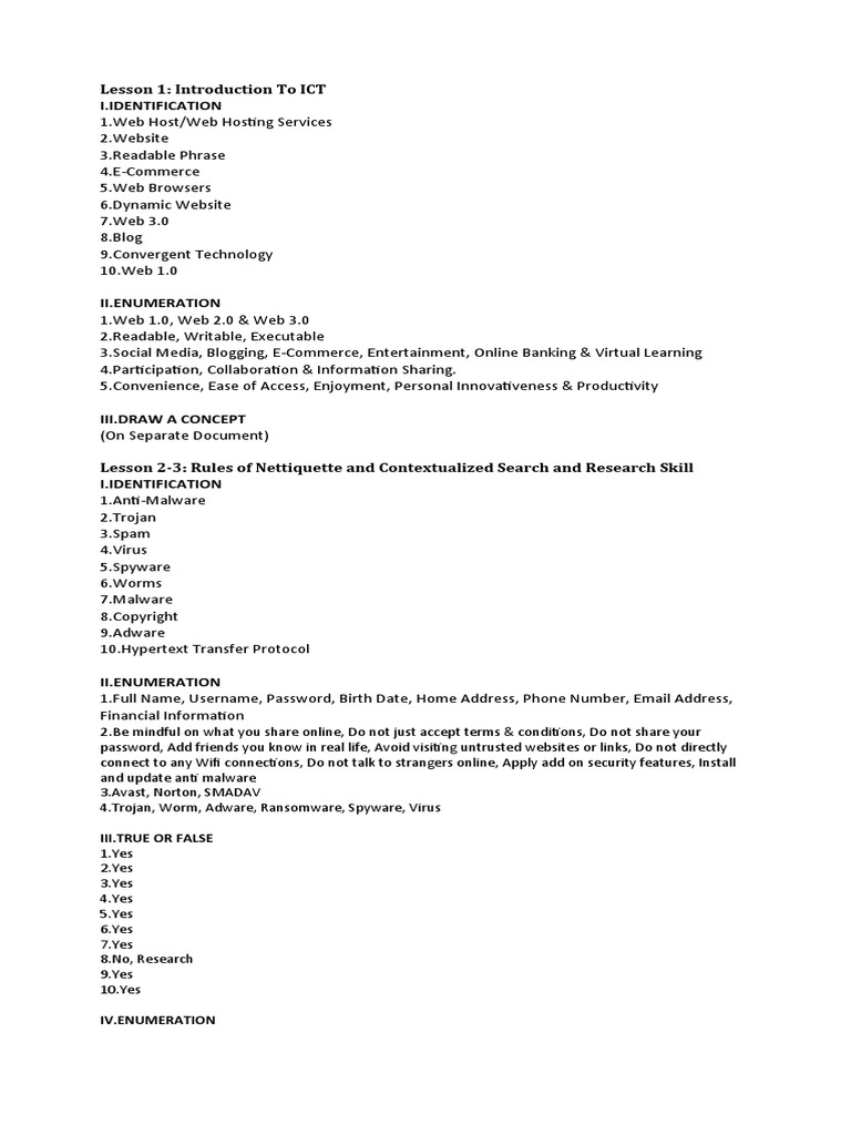 EmpTech Assessment Answer Sheet (L1-L3) | PDF | Internet & Web | World Wide Web