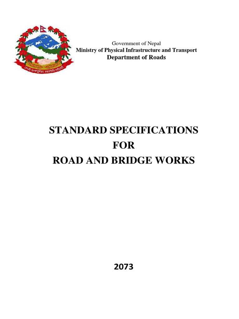 Standard Specifications for Road Works 2073 | PDF | Asphalt | Concrete