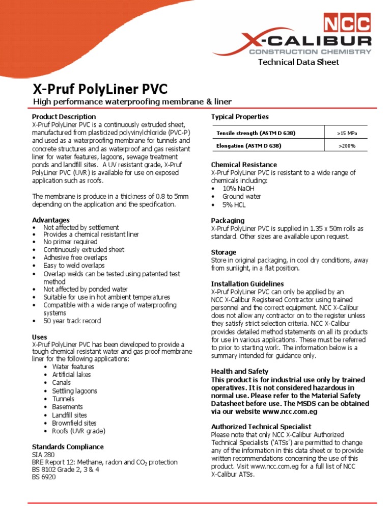 X-Pruf PolyLiner PVC | PDF | Polyvinyl Chloride | Building Engineering
