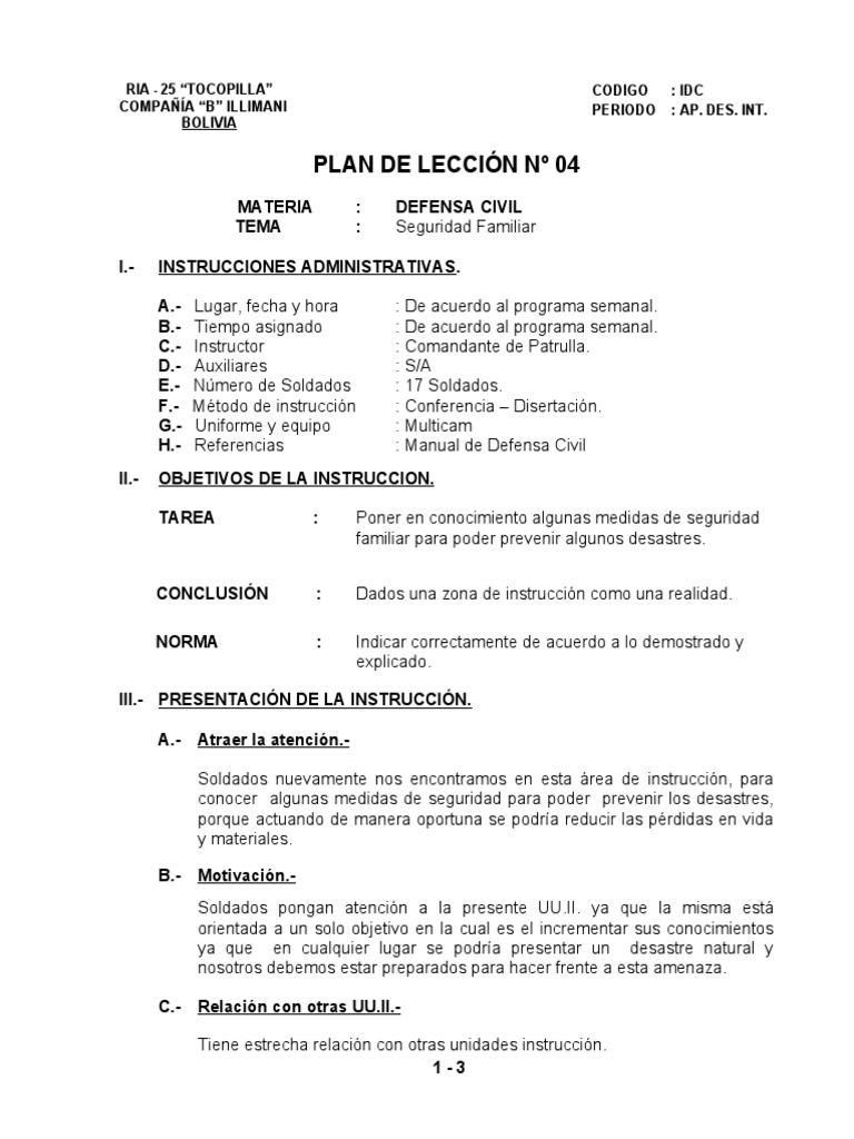 Planes de Leccion 4 | PDF