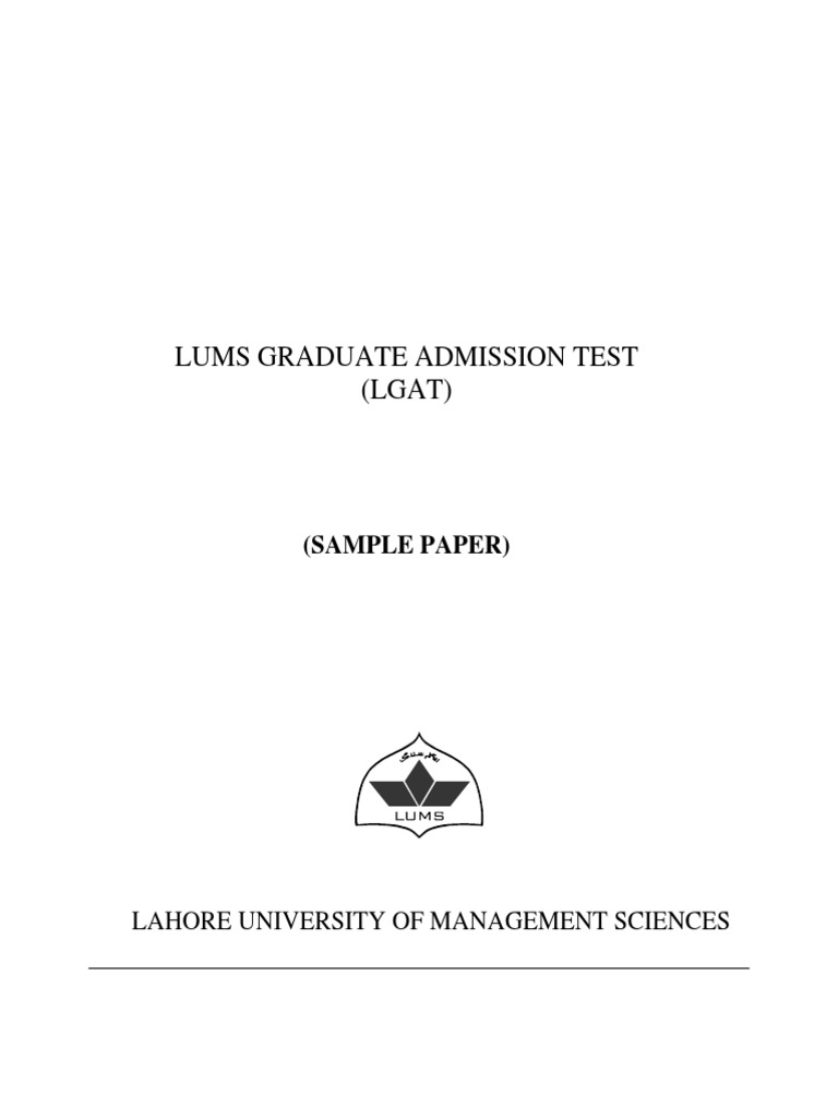 Lums Graduate Admission Test (LGAT) : (Sample Paper) | PDF | Poverty ...