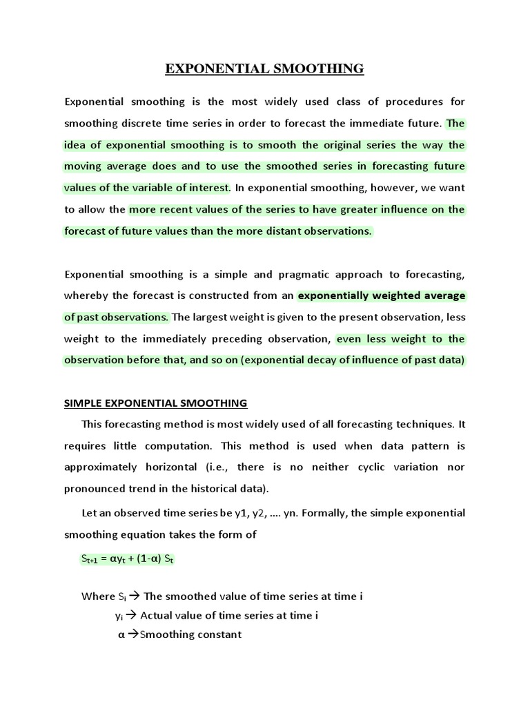 Simple Exponential Smoothing | PDF | Autoregressive Model ...