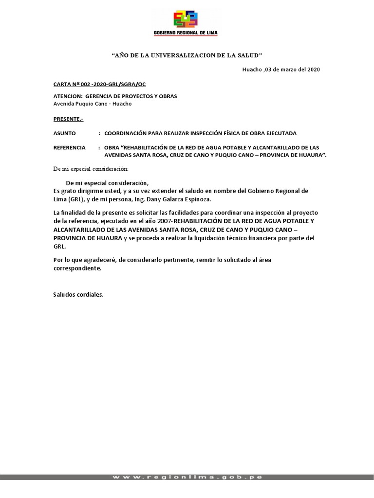 Carta A Emapa - San Bartolome 2da Etapa | PDF