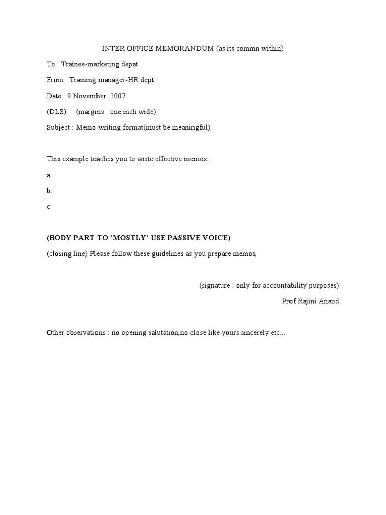 Inter Office Memorandum-Sample | PDF