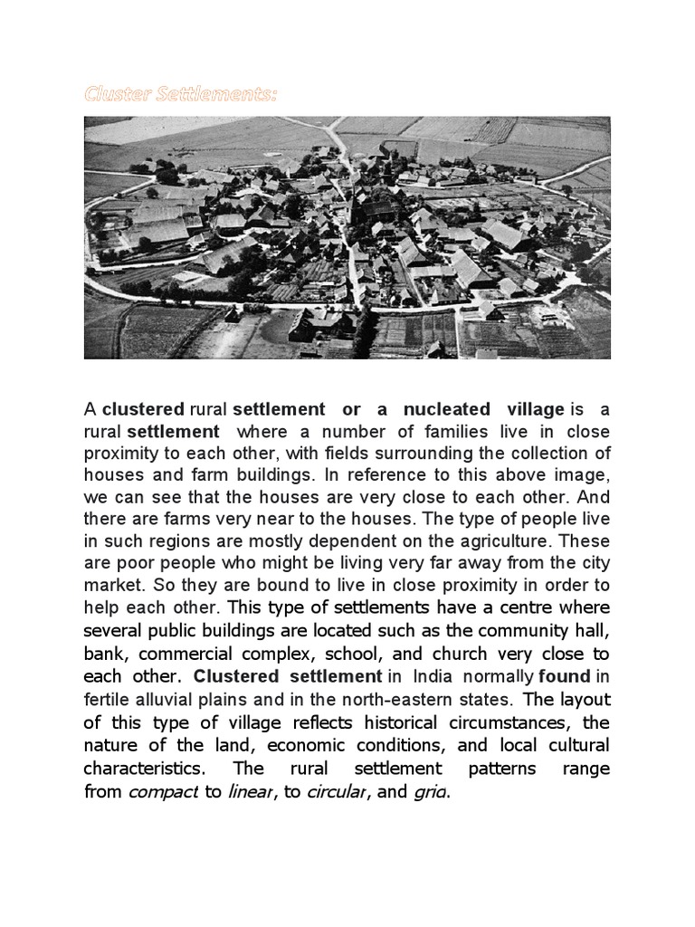 Cluster Settlements:: Clustered Settlement in India Normally Found in ...