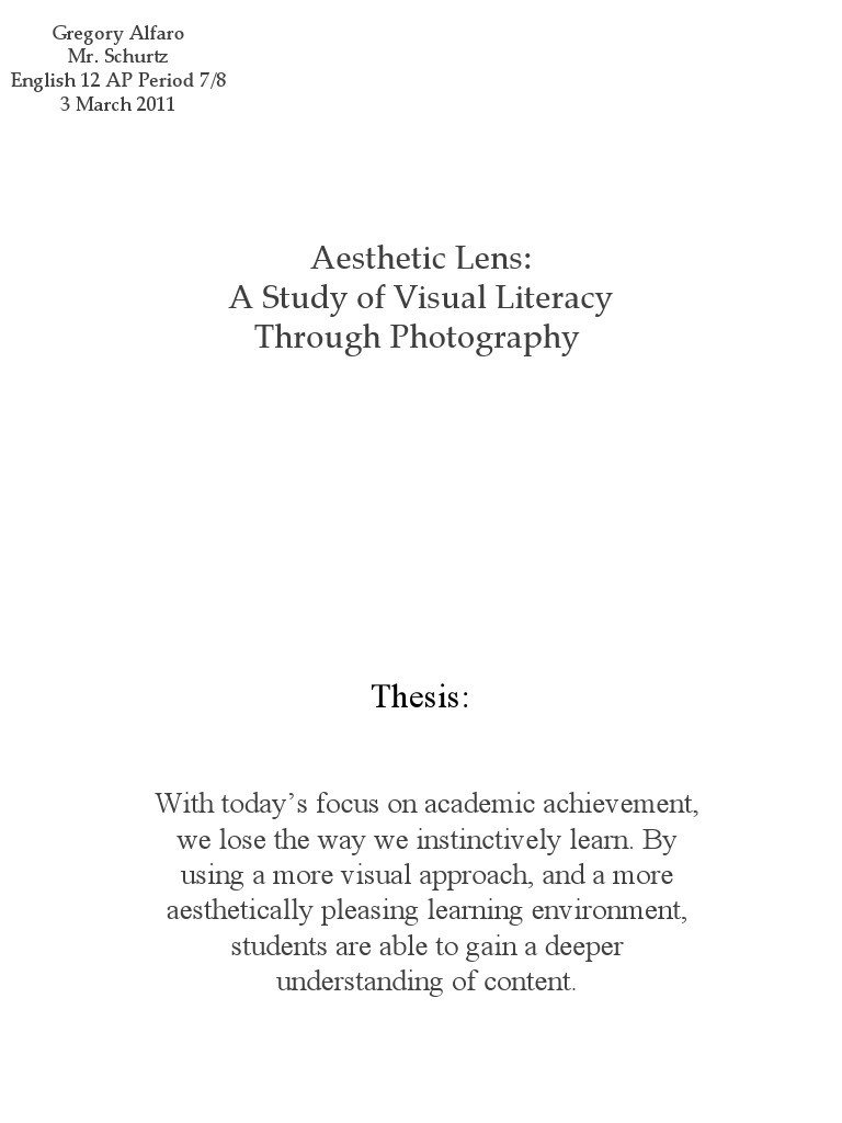 Aesthetic Lens: A Study of Visual Literacy Through Photography | PDF ...