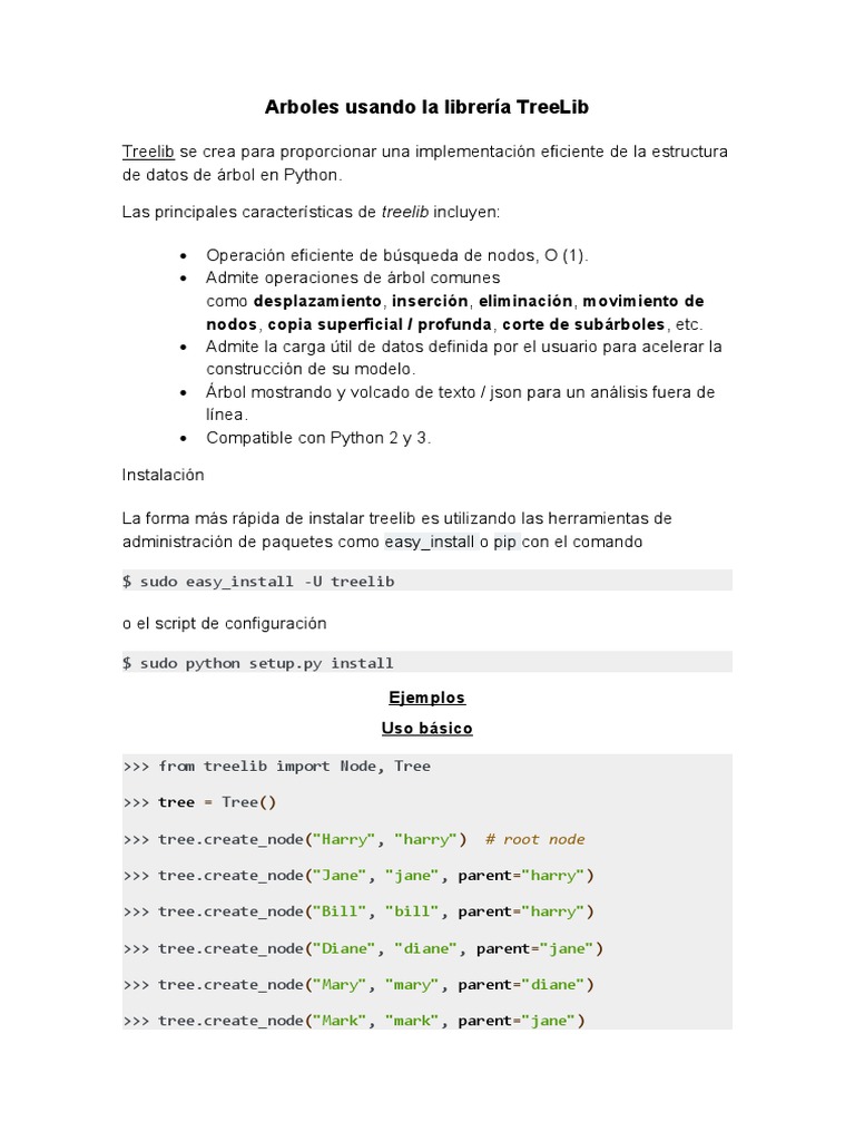 Árboles en Python con TreeLib | PDF | Gestión de tecnología de la información | Informática