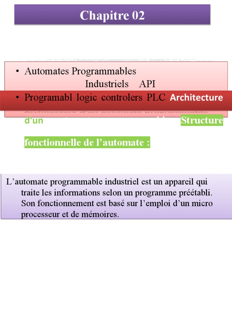 Chapitre2 DCK | PDF | Automate programmable industriel | Programmation ...