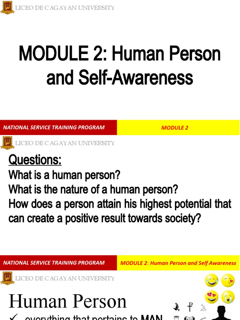 Human Person and Self-Awareness Module | PDF | Self Awareness | Cognition