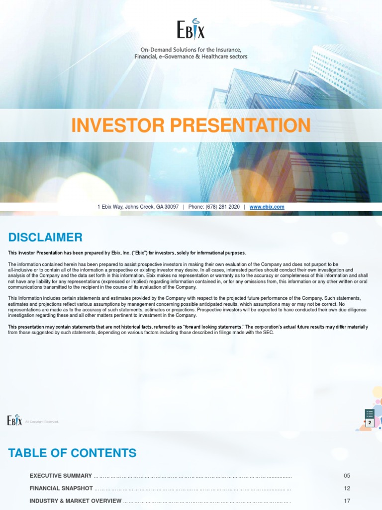 EBIX Investor Presentation Web | PDF | Insurance | Customer ...
