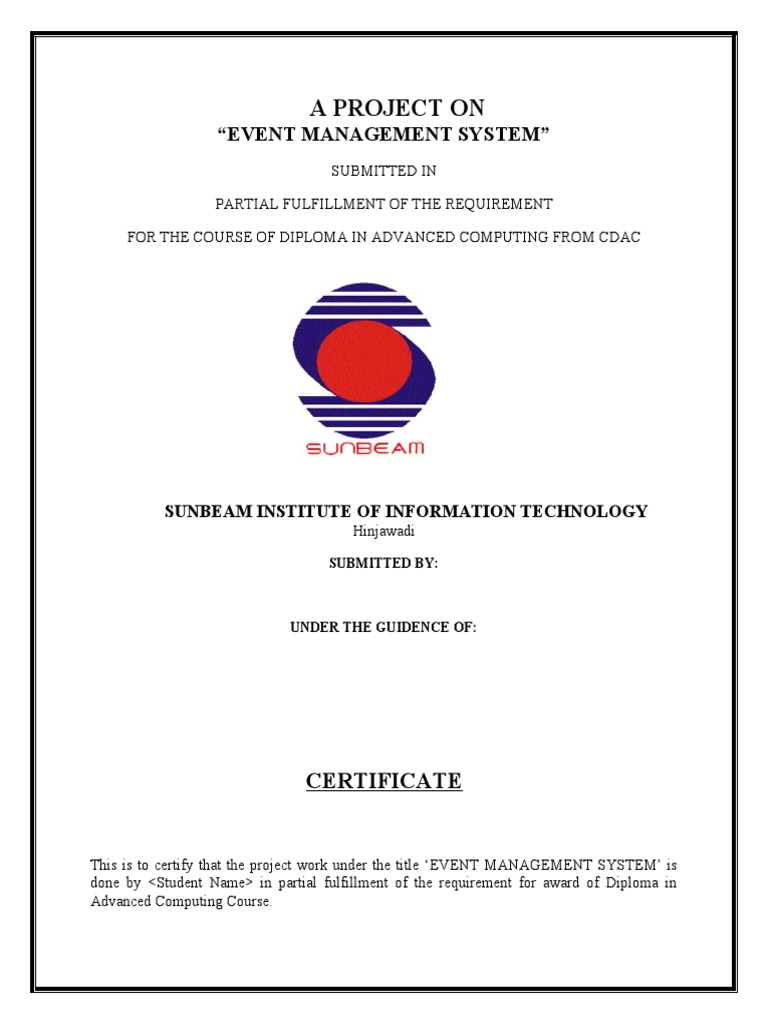 A Project On: "Event Management System" | Download Free PDF | User ...