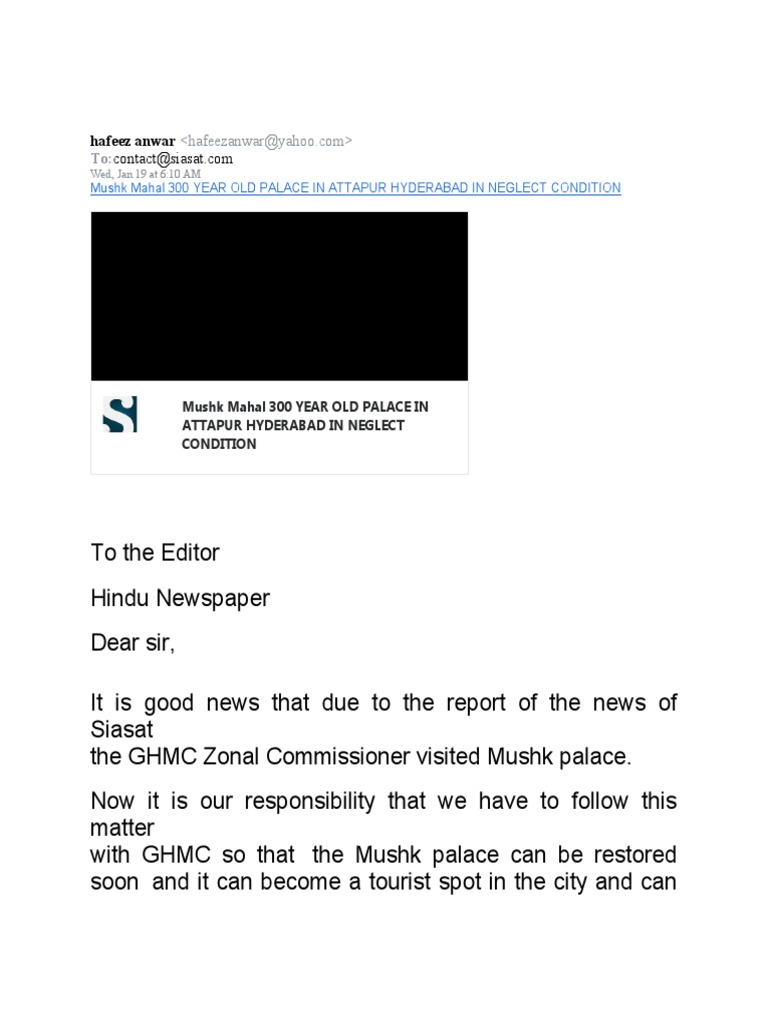 Mushk Mahal Hyderabad Renovation | PDF