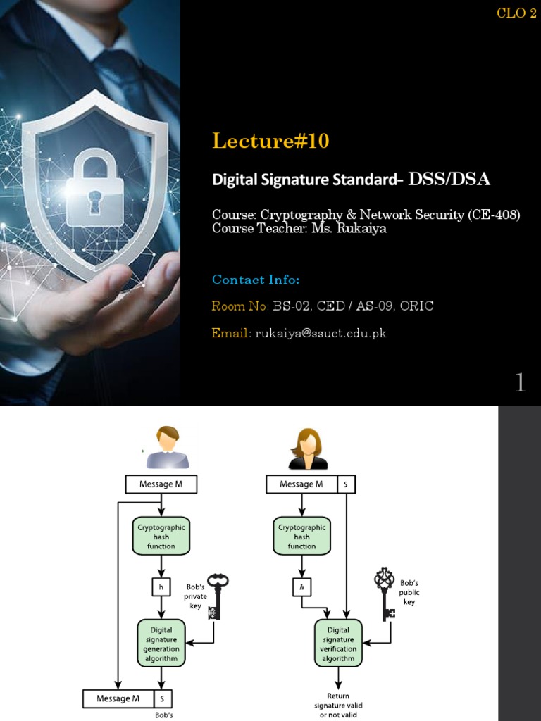 Lecture10 Digital Signature Standard Dssdsa Pdf Key Cryptography Security Technology 