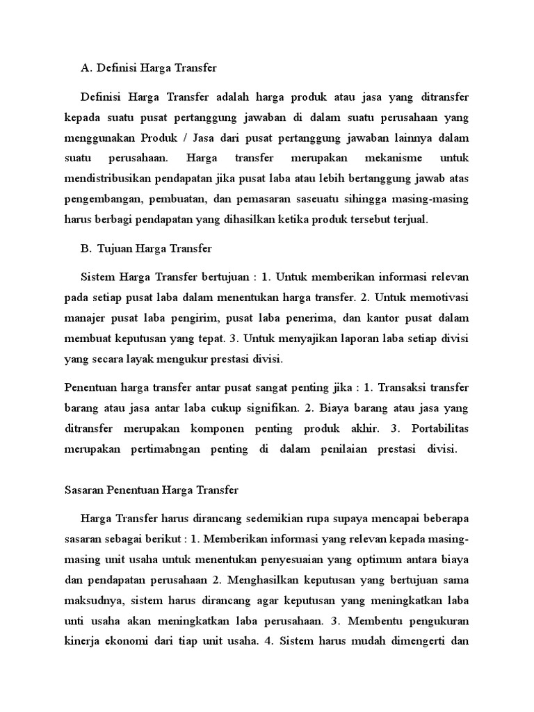 Definisi Harga Transfer | PDF