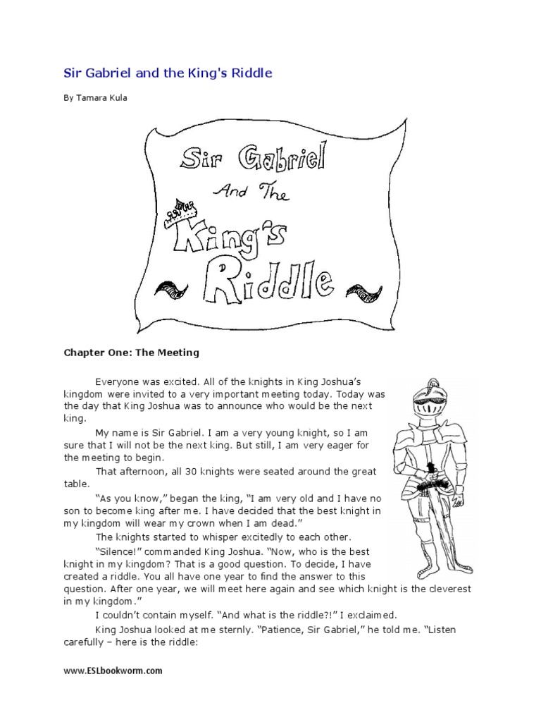Sir Gabriel and The King's Riddle: by Tamara Kula | PDF