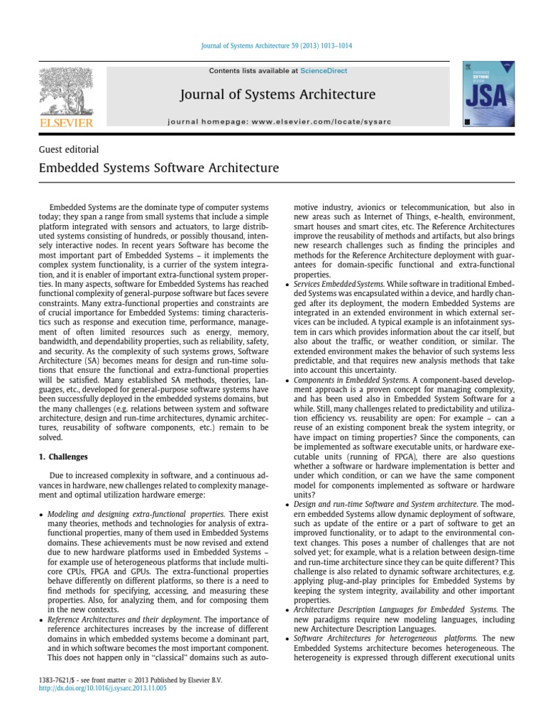 Embedded Systems Software Architecture Intro | PDF | System | Embedded ...