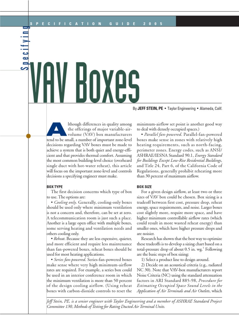 HPAC Article On Specifying VAV Boxes | PDF | Ventilation (Architecture ...