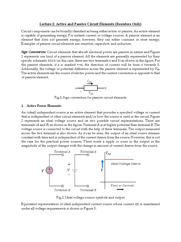 Lecture 2: Active and Passive Circuit Elements (Resistors Only) | Download Free PDF | Electrical ...