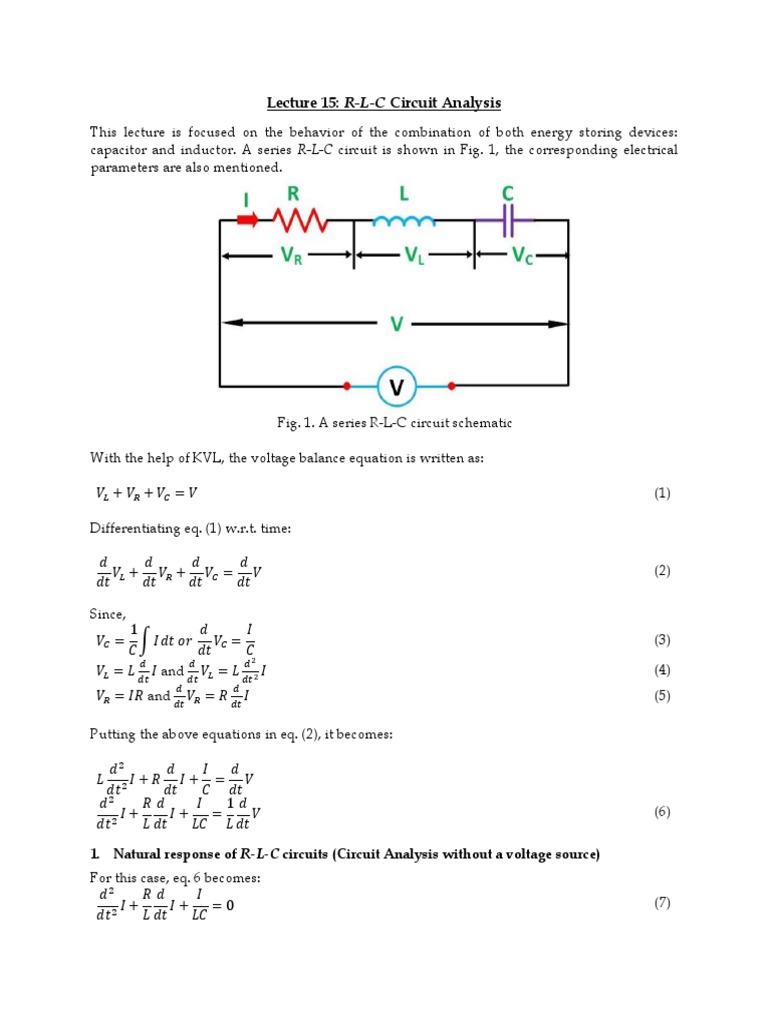 Natural Response of R-L-C Circuits (Circuit Analysis Without A Voltage Source) | PDF ...