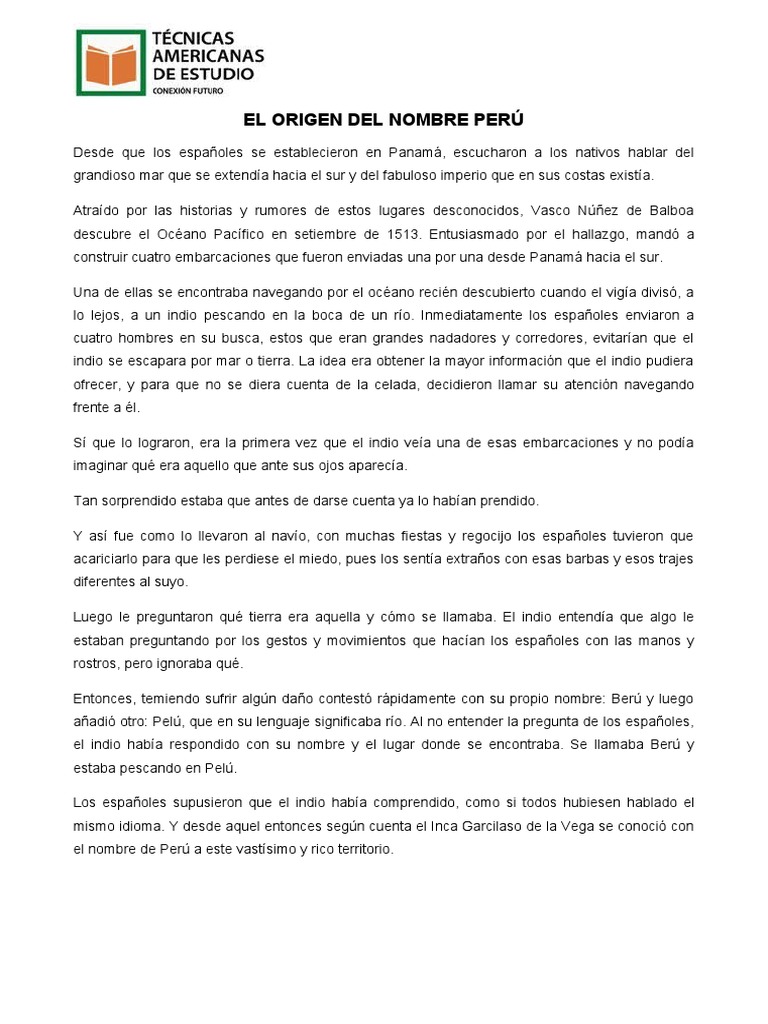 El Origen Del Nombre Perú | PDF | Panamá