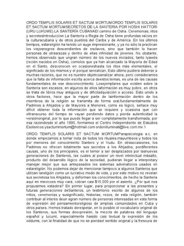 Regla De Osha Pdf Santeria