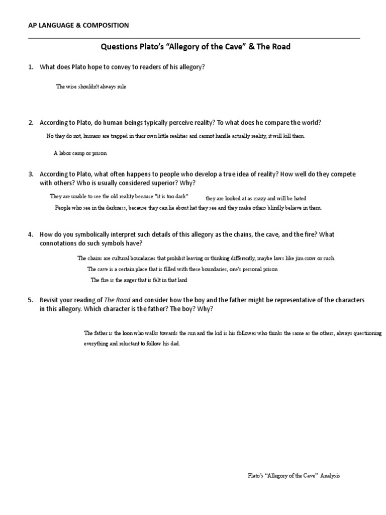 Plato's Allegory & The Road Analysis | PDF | Young Adult | General Fiction