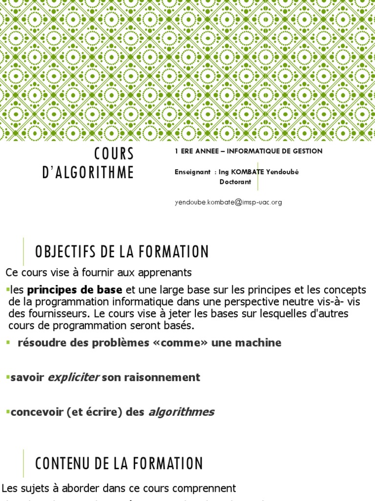 Cours D'algorithme | PDF | Programmation | Programme informatique