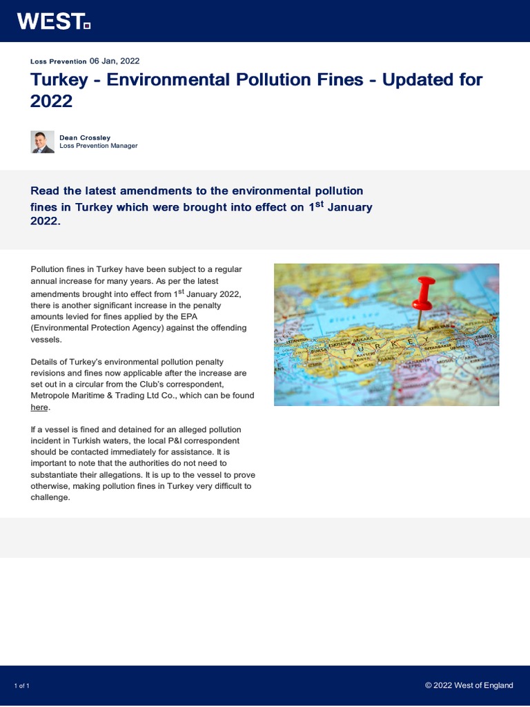Turkey - Environmental Pollution Fines - Updated For Turkey ...