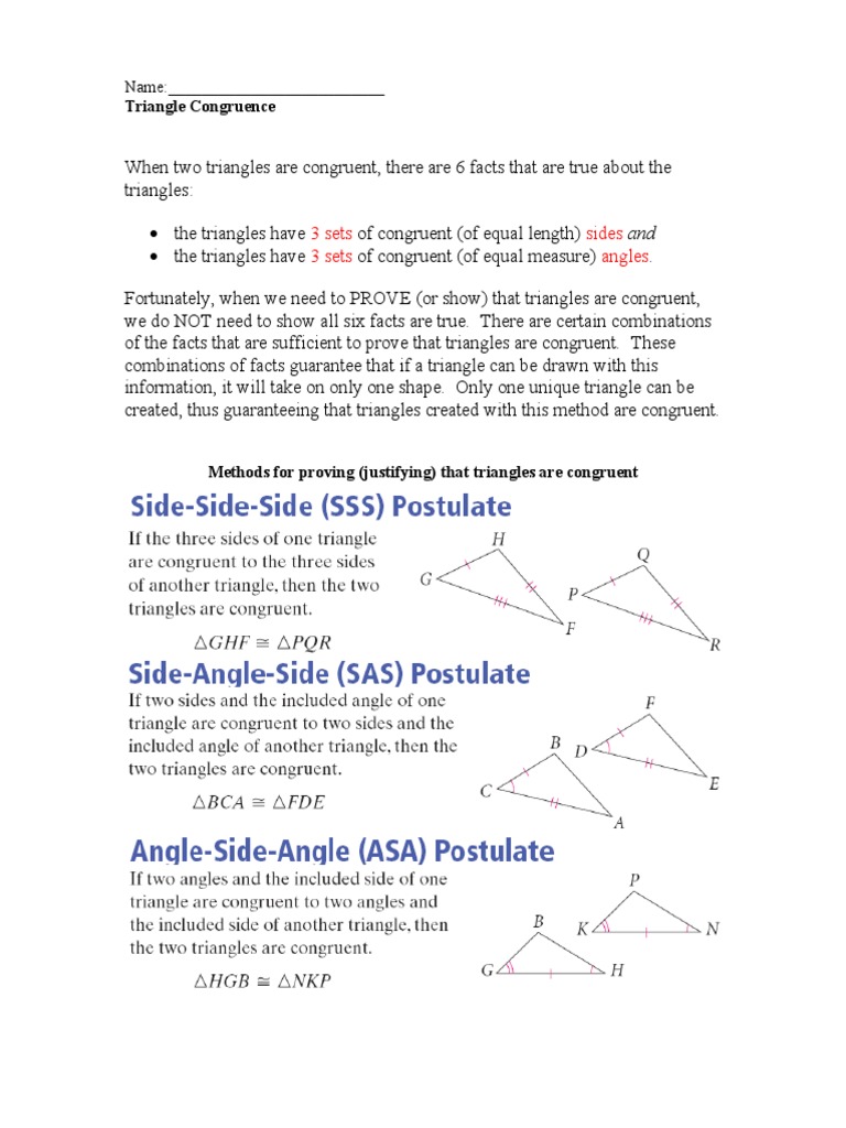 Triangle Congruence Theorems | PDF