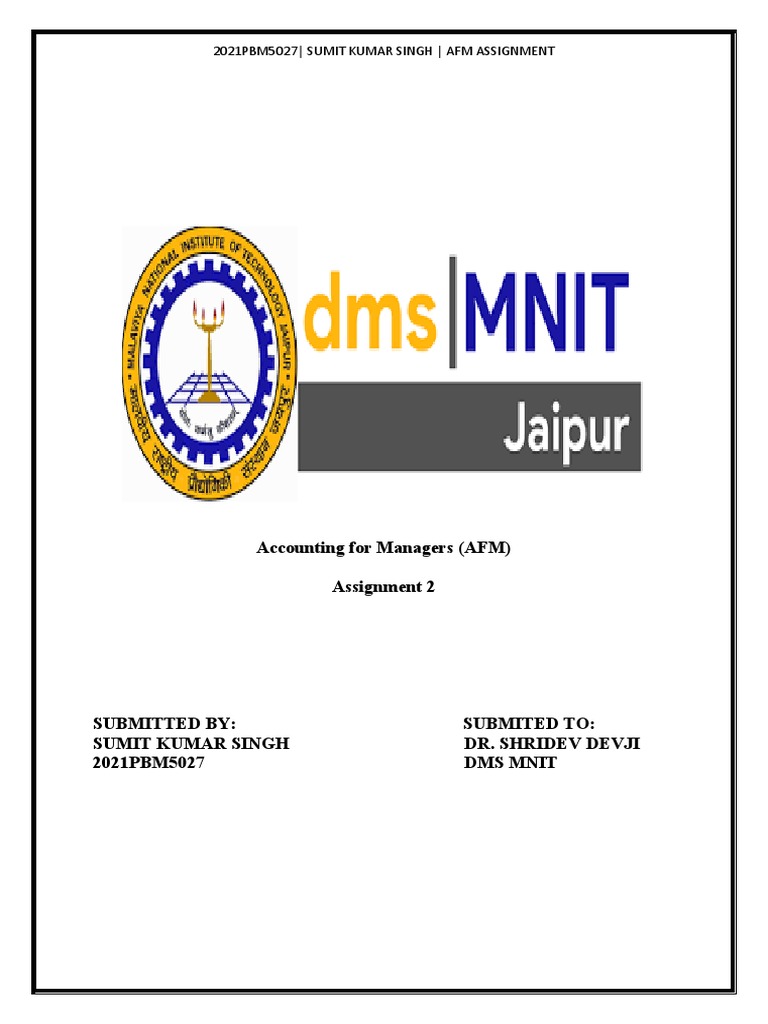 AFM Assignment 2 | PDF | Financial Statement | Dividend