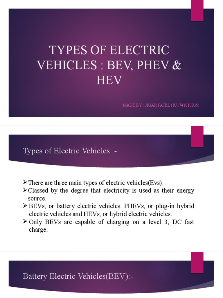 Types of Electric Vehicles | PDF | Plug In Hybrid | Electric Vehicle
