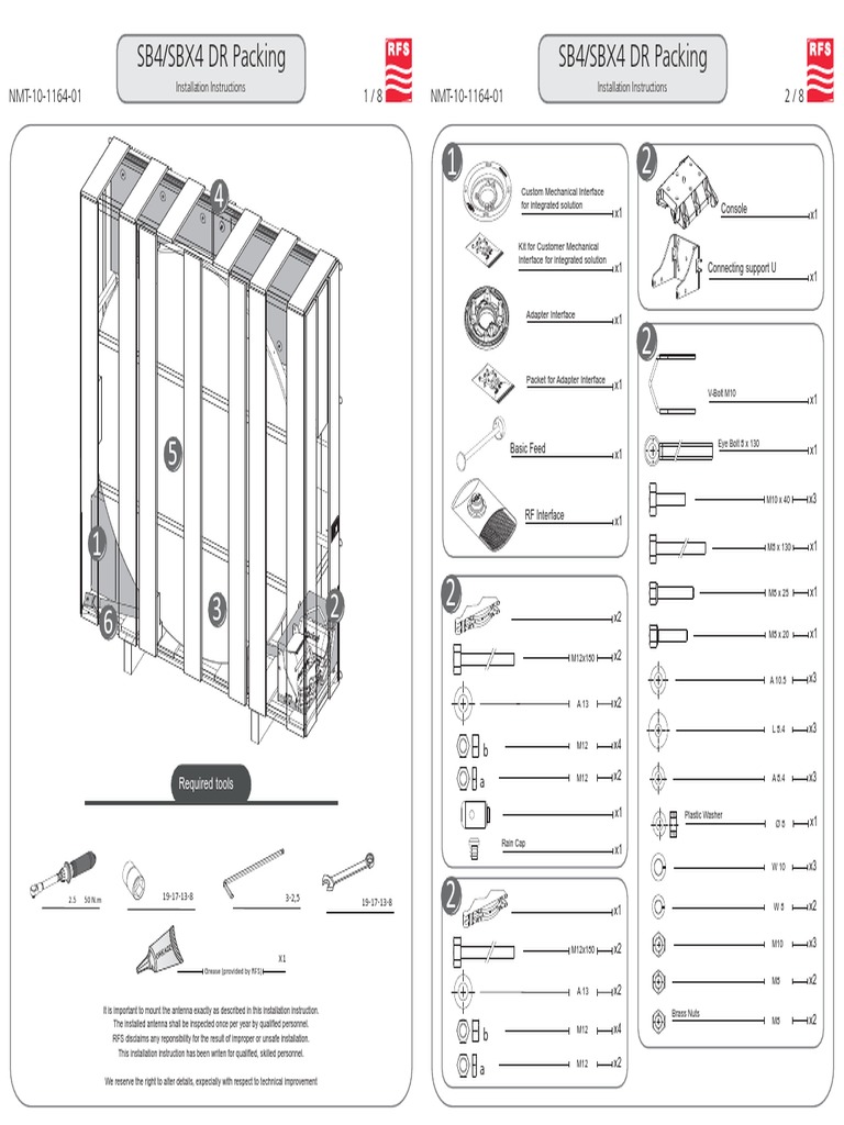 SB4/SBX4 DR Packing SB4/SBX4 DR Packing: NMT-10-1164-01 1 / 8 NMT-10 ...