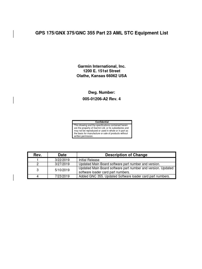 GPS 175/GNX 375/GNC 355 Part 23 AML STC Equipment List | PDF | Booting ...