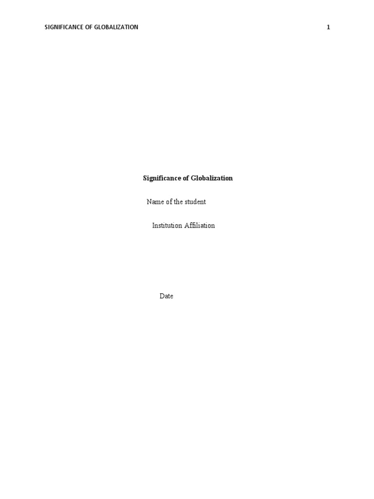 Significance of Globalization | PDF | Globalization | Economies