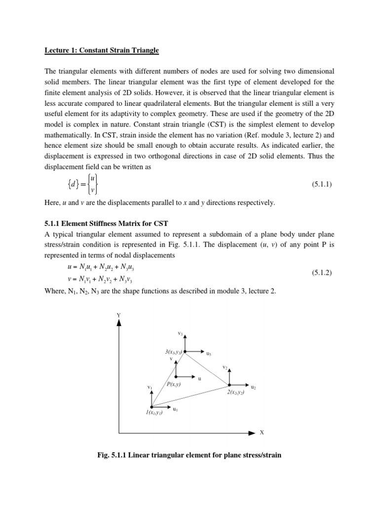 Constant Strain Triangle Analysis | PDF | Finite Element Method ...