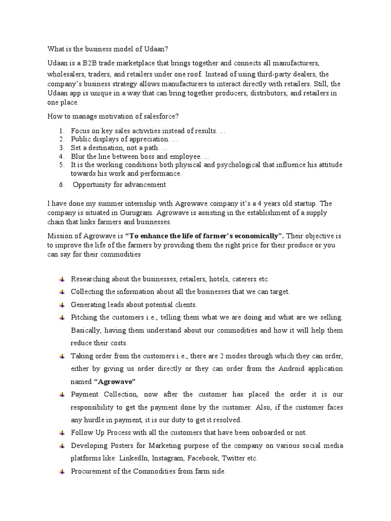 Udaan and Agrowave Business Models | PDF | Retail | Sales