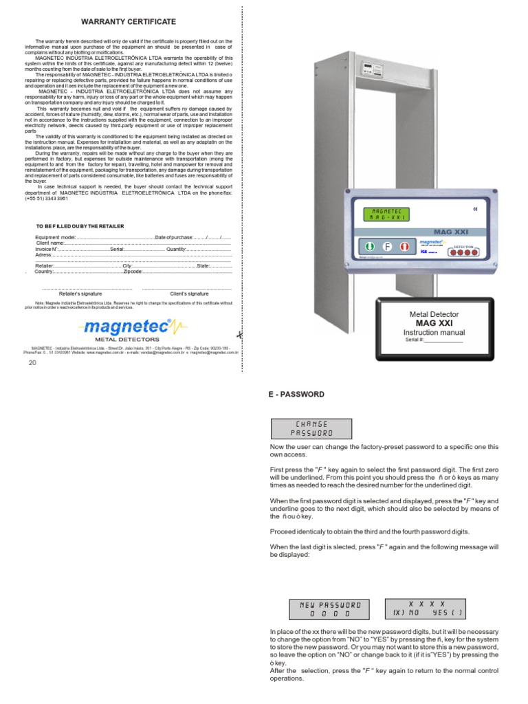 ADM Manual Mag XXI MAGNETIC - IGE | PDF | Metal Detector | Electricity
