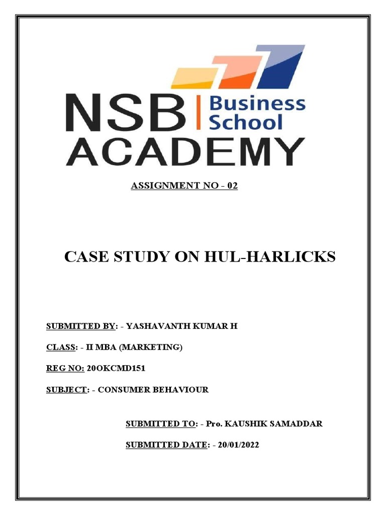 Case Study On Hul-Harlicks: Assignment No - 02 | PDF | Glaxo Smith ...