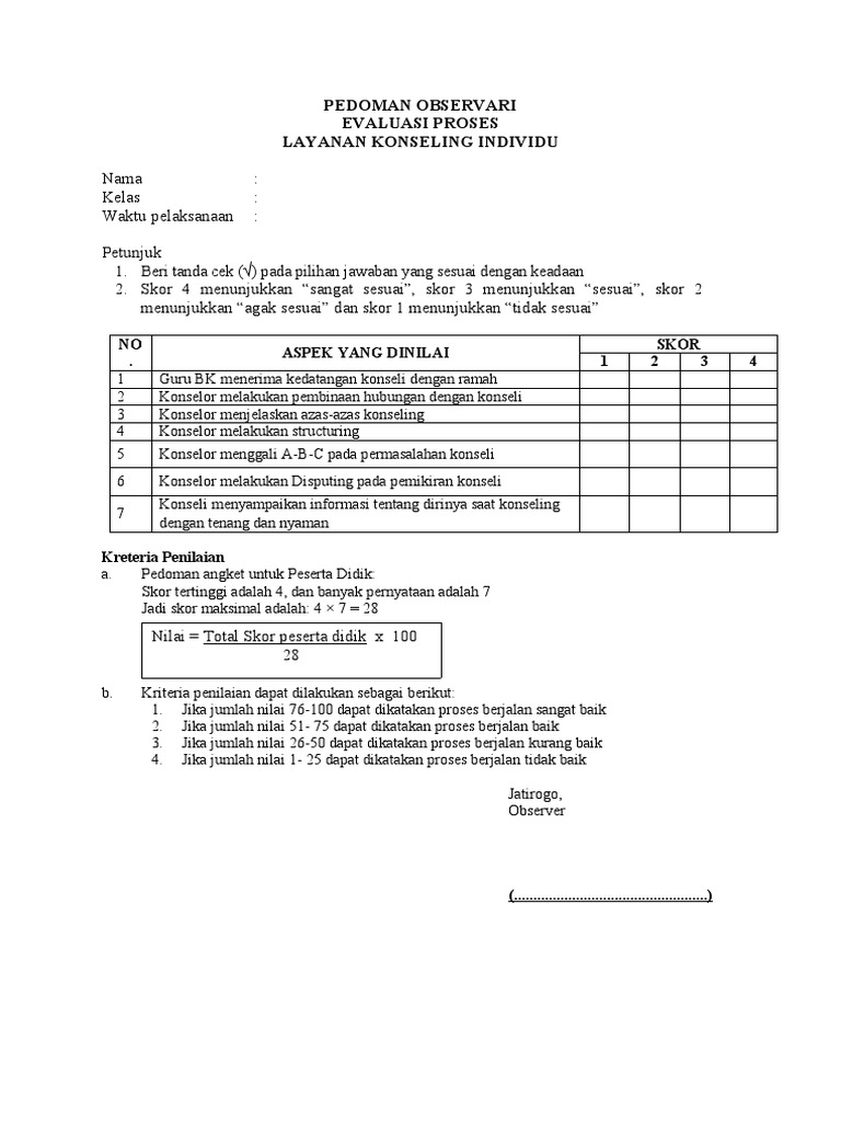 Instrumen Evaluasi Konseling Individu | PDF
