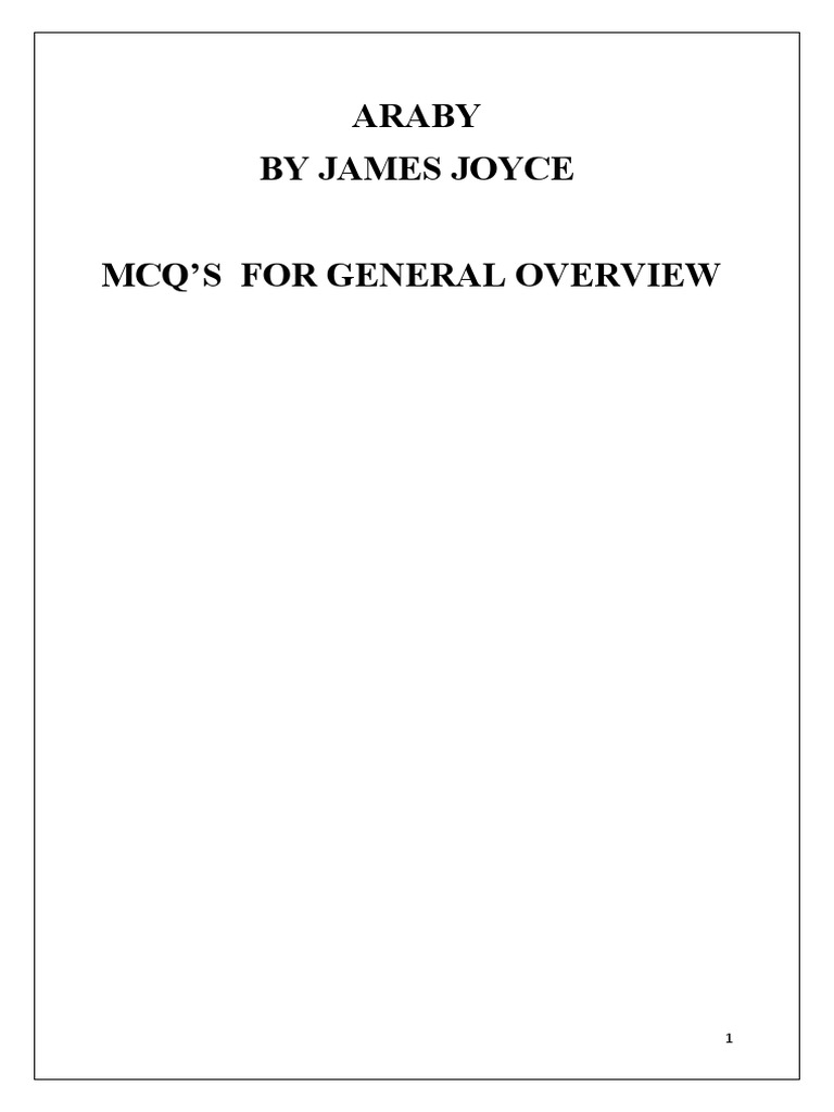 Araby by James Joyce MCQ'S For General Overview | PDF | Art