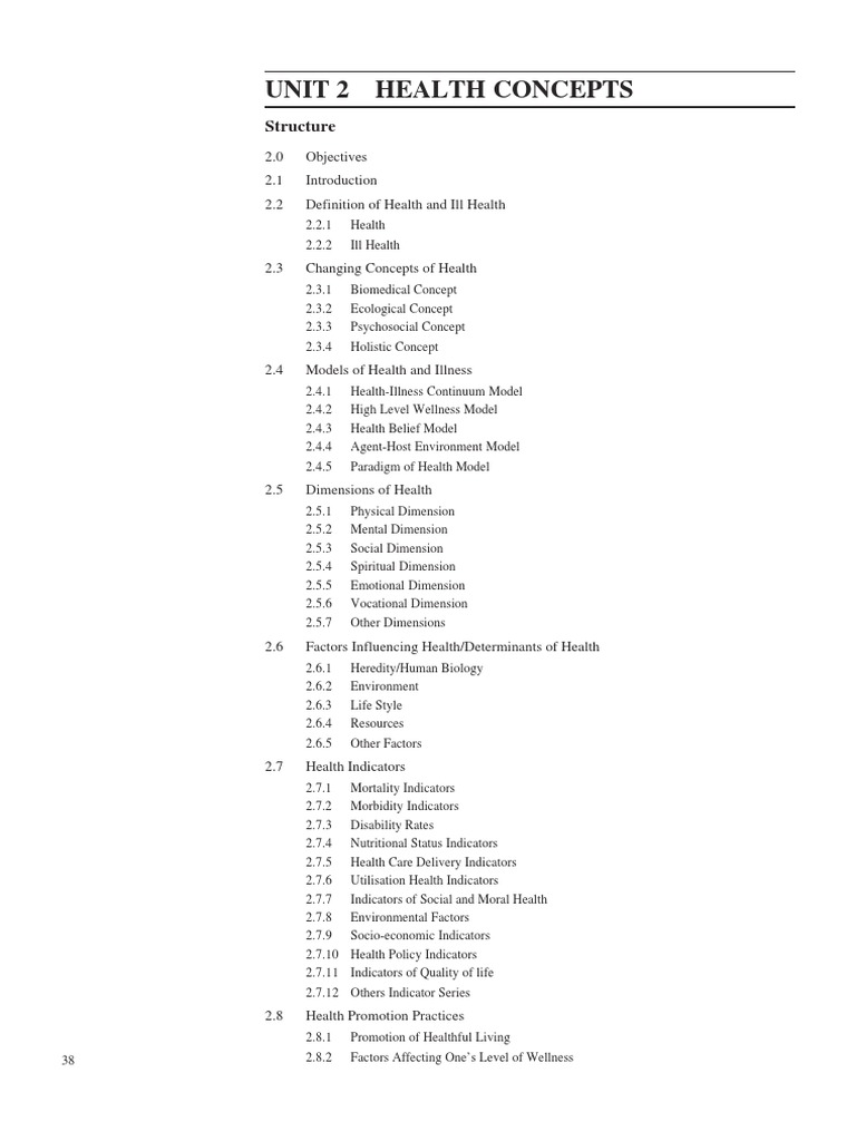 Unit 2 Health Concepts Structure Pdf Lifestyle Sociology Self