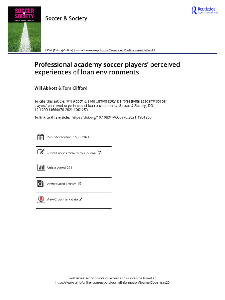 Professional Academy Soccer Players Perceived Experiences of Loan ...