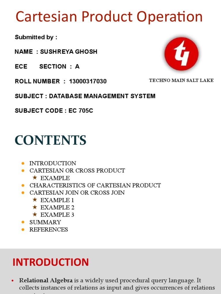 Cartesian Product Operation | PDF | Relational Database | Information ...